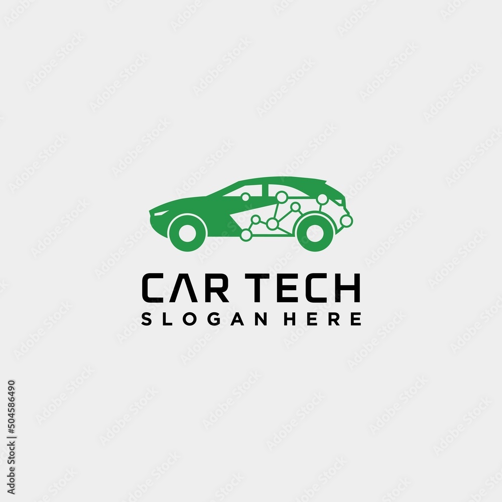High-tech modern car logo design, car technology logo, tech car ...