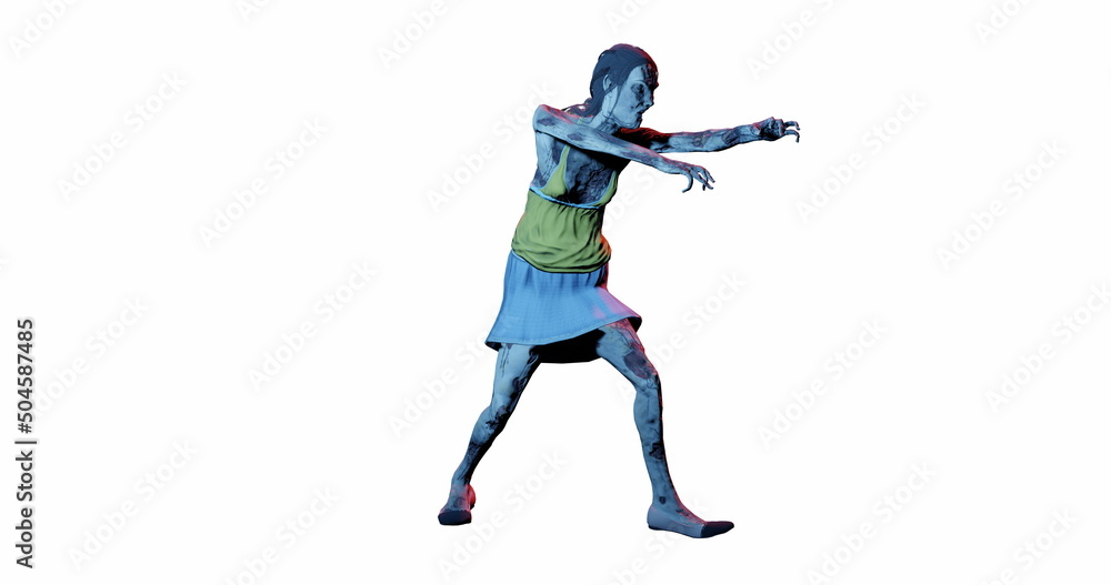 zombie scary woman walks with her arms outstretched not isolated white ...