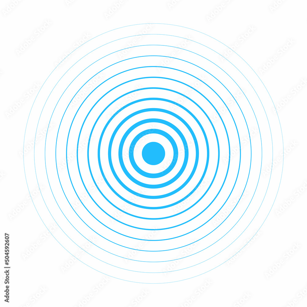 Blue circle wave effect. Radar, sound wave or water rings sign. Circle ...