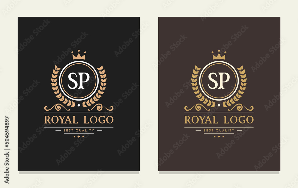 Letter SP crown monogram. Elegant logo and creative typography. The ...
