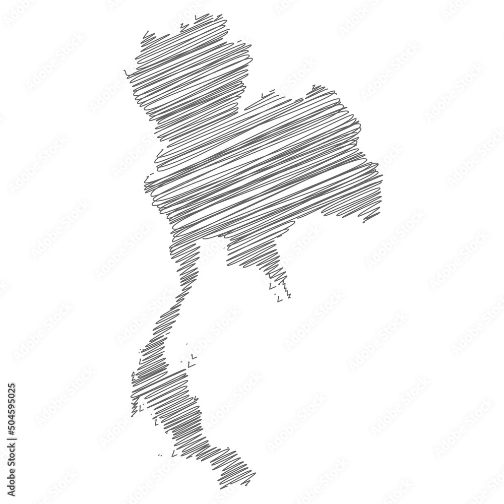 vector illustration of scribble drawing map of Thailand Stock Vector ...