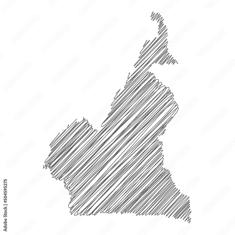 vector illustration of scribble drawing map of Cameroon Stock Vector | Adobe Stock