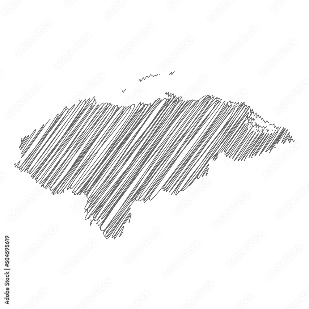 vector illustration of scribble drawing map of Honduras Stock Vector | Adobe Stock
