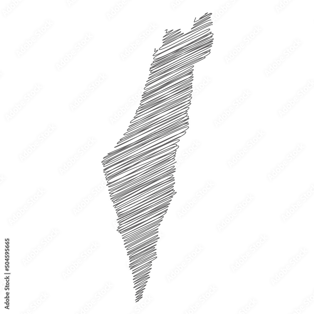 vector illustration of scribble drawing map of Israel Stock Vector | Adobe Stock