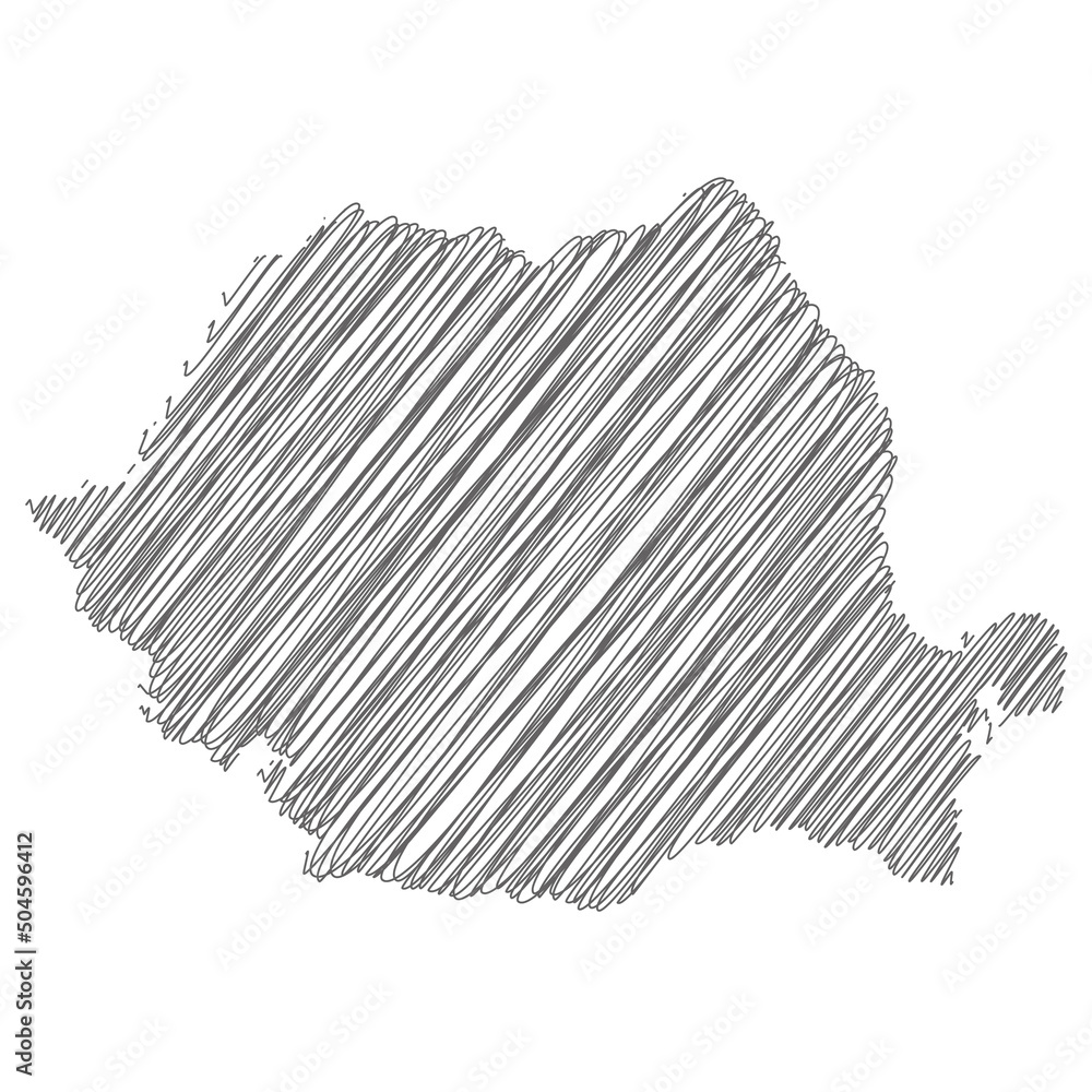 vector illustration of scribble drawing map of Romania Stock Vector | Adobe Stock
