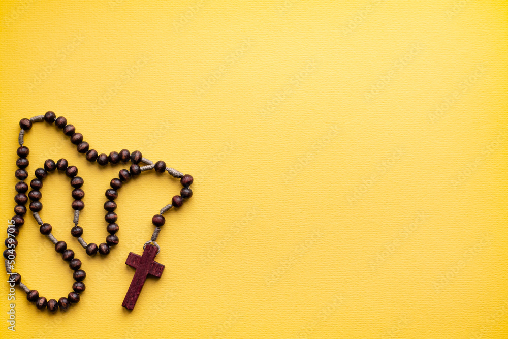 Rosary for prayer on a yellow background. catholic hail Christian Stock ...