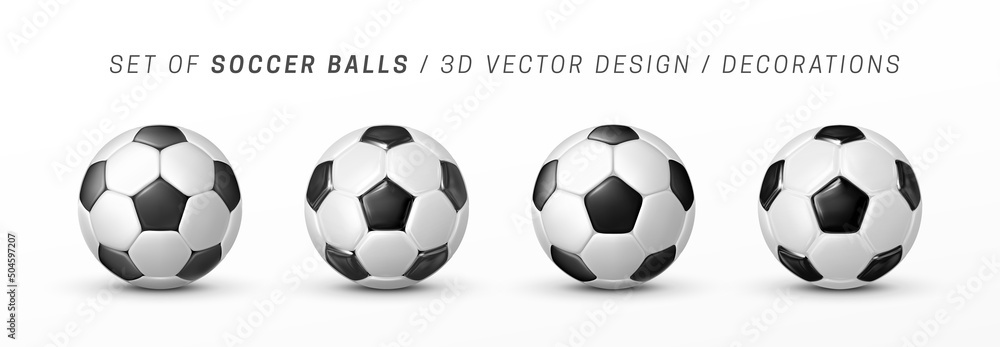 Soccer ball isolated on a white background. Set of balls of different ...