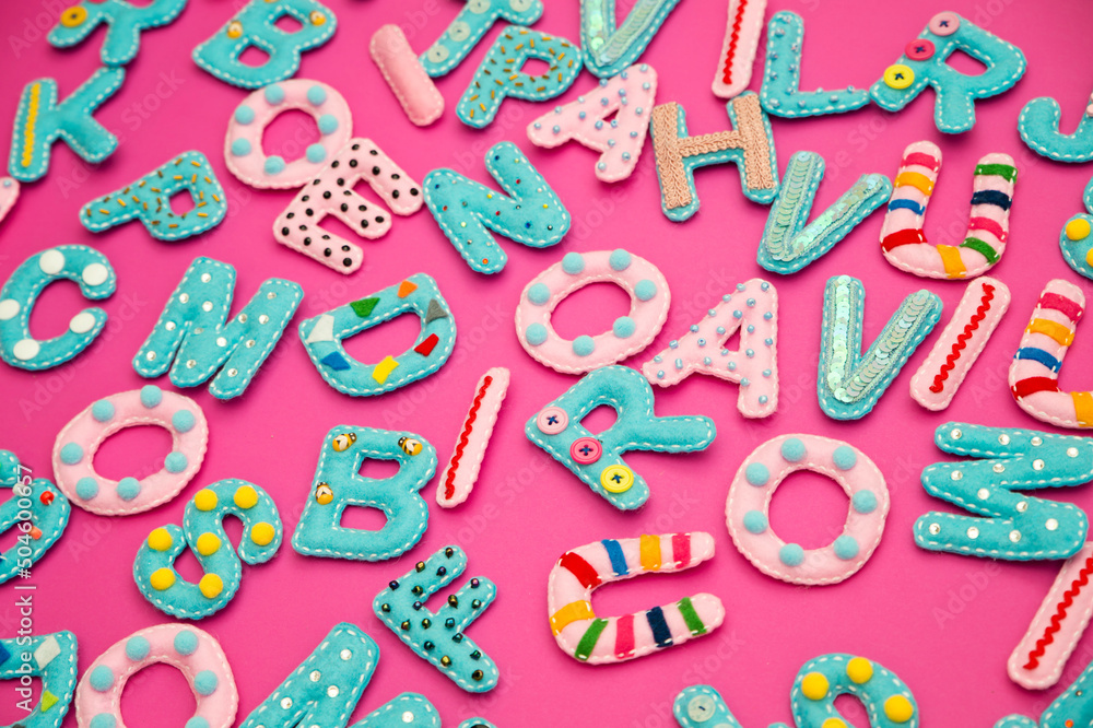 Hand made stuffed felt alphabet letters with decorations. DIY ideas for ...