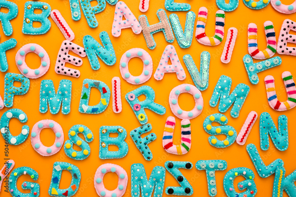 Hand made stuffed felt alphabet letters with decorations. DIY ideas for ...