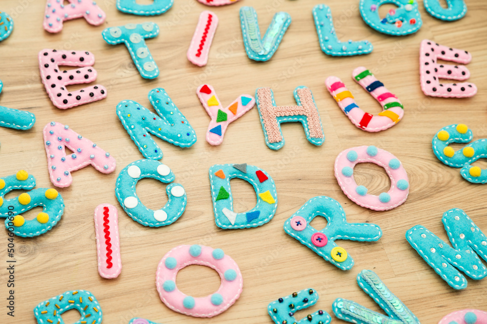 Hand made stuffed felt alphabet letters with decorations. DIY ideas for ...
