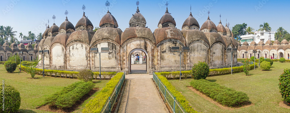 Panoramic image of 108 Shiva Temples of Kalna, Burdwan , West Bengal. A ...