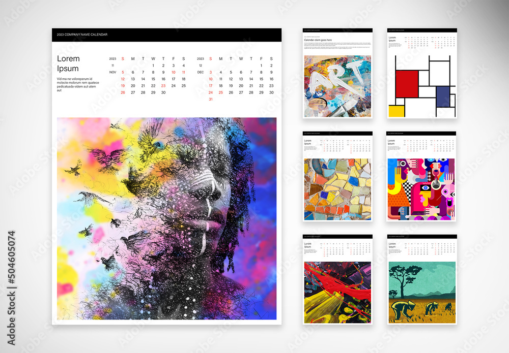 Clean and Minimalist 2023 Bimonthly Calendar Stock Template | Adobe Stock