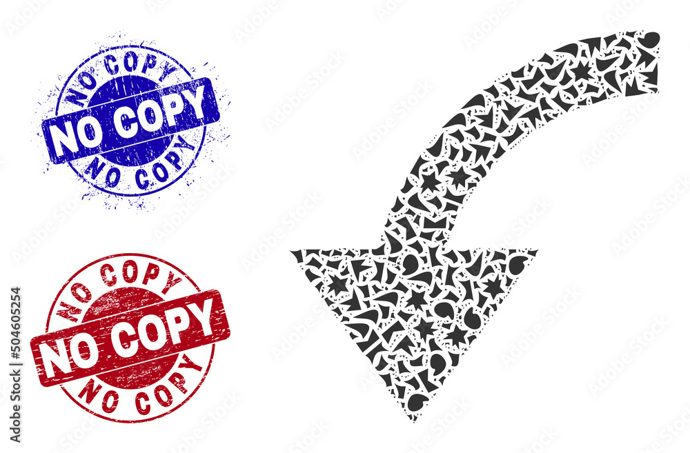 Round NO COPY textured stamps with text inside circle shapes, and ...