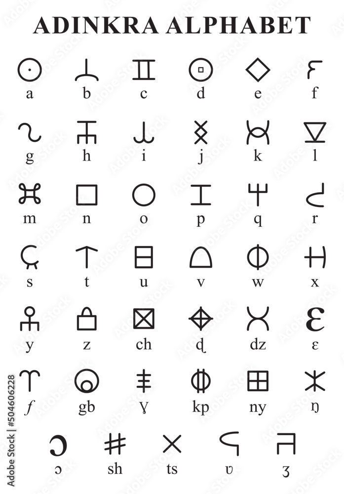 Adinkra Alphabet. Designed On White Background. Vector Illustration ...