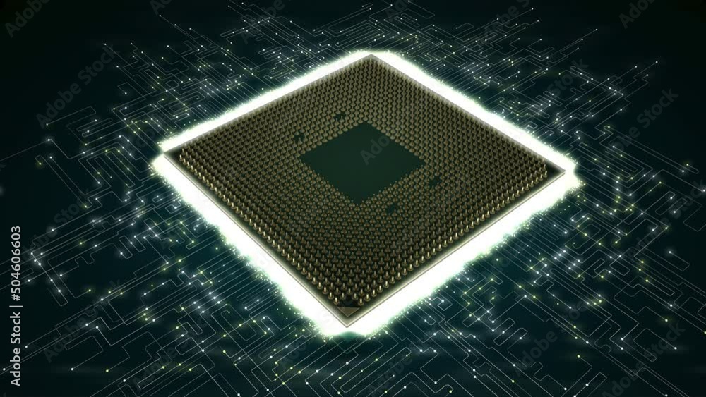 A computer processor with millions of connections and signals ...