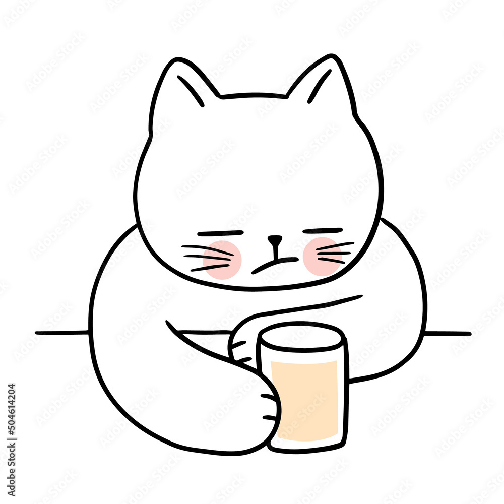 Cartoon cute cat drinking beer vector. Stock Vector | Adobe Stock