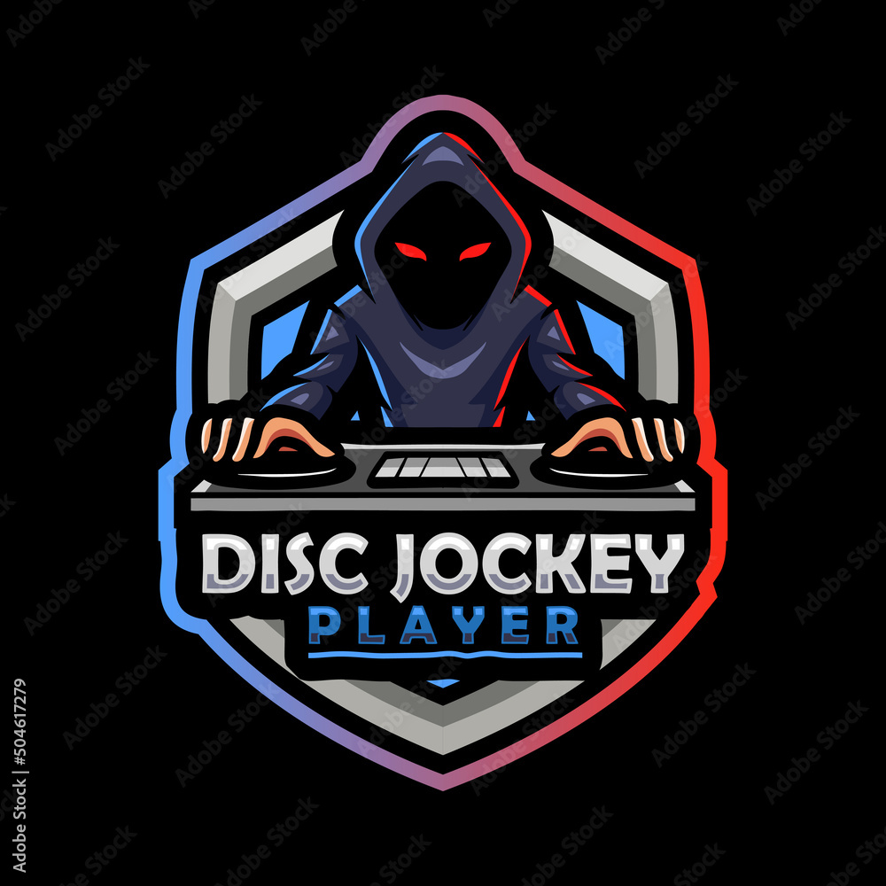 Disc jockey mascot. esport logo design. for electronic sport gaming ...