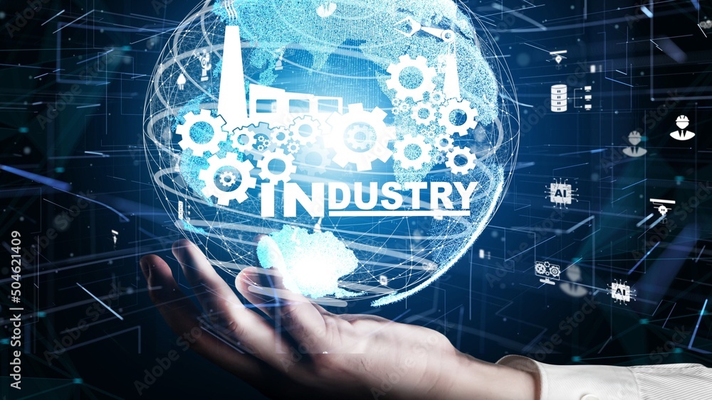 Futuristic industry 4.0 and inventive mechanized engineering concept ...
