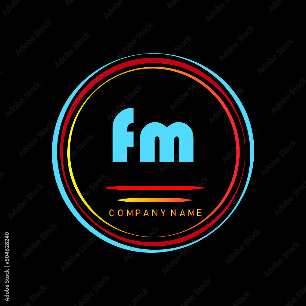 FM ,F M letter logo design with Circle, round shape, FM alphabet logo ...