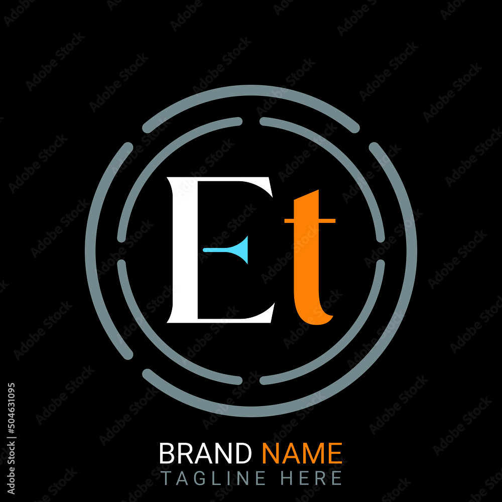 Et Letter Logo design. white background. Stock Vector | Adobe Stock