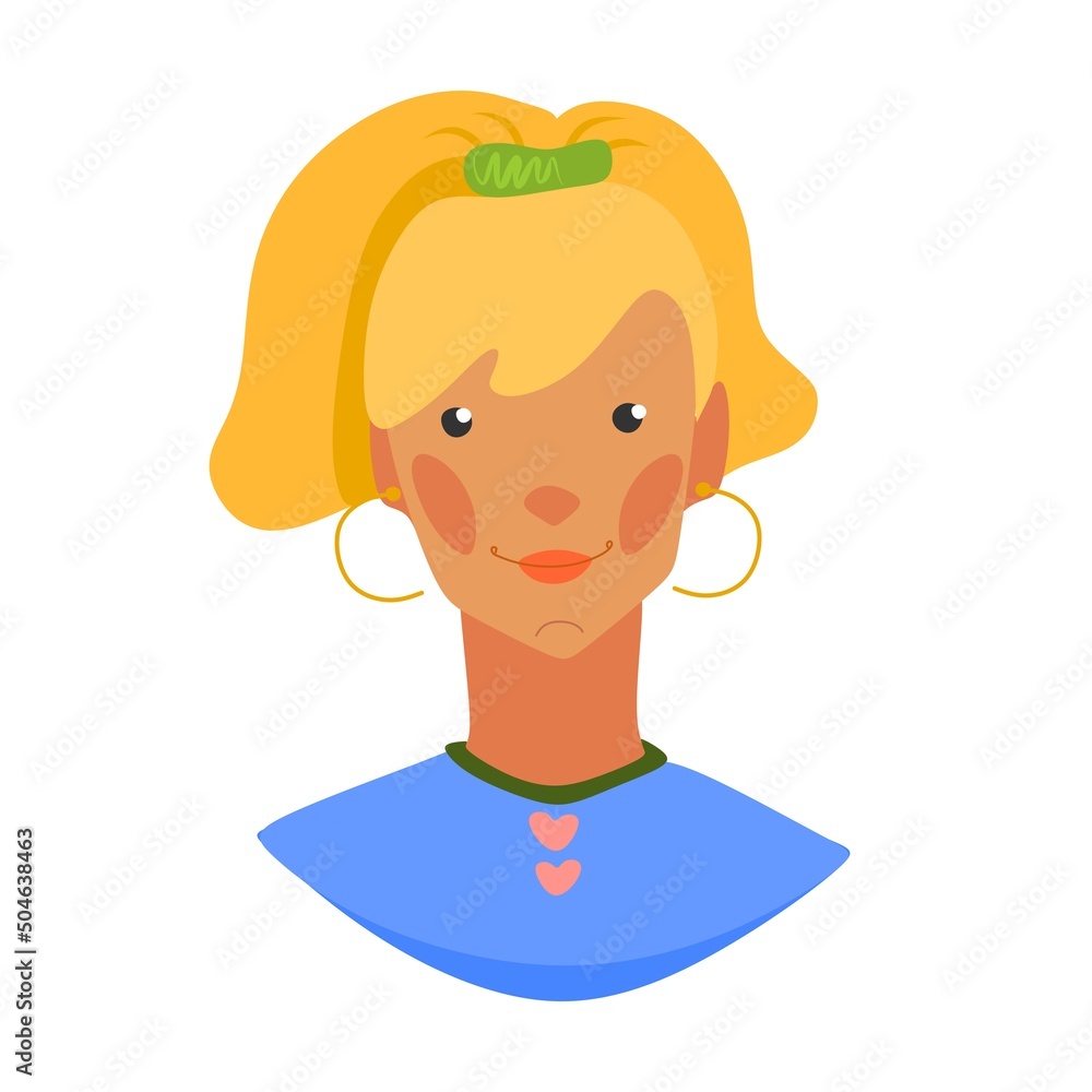 Flat Portraits Of People Cute Girl Beautiful Person Vector Cartoon People Modern