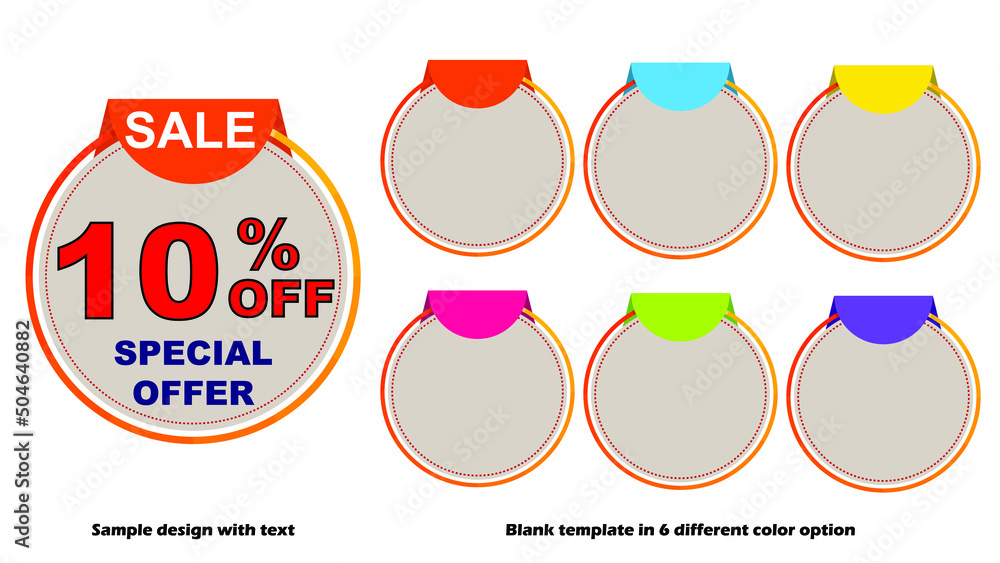 Sales 10% off special offer discount round shape vector illustration ...