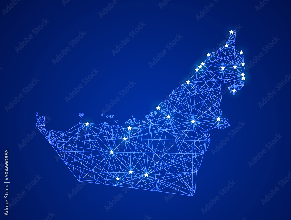 Communication network map of UAE เวกเตอร์สต็อก | Adobe Stock