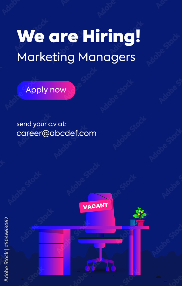 we are hiring. we are hiring marketing manager announcement banner ...