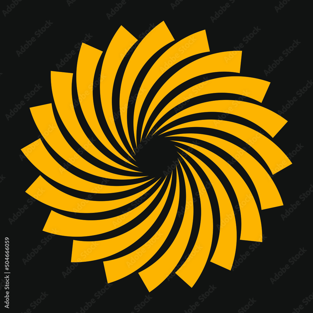 Yellow vector shape in spiral form. Geometric art. Design element for ...