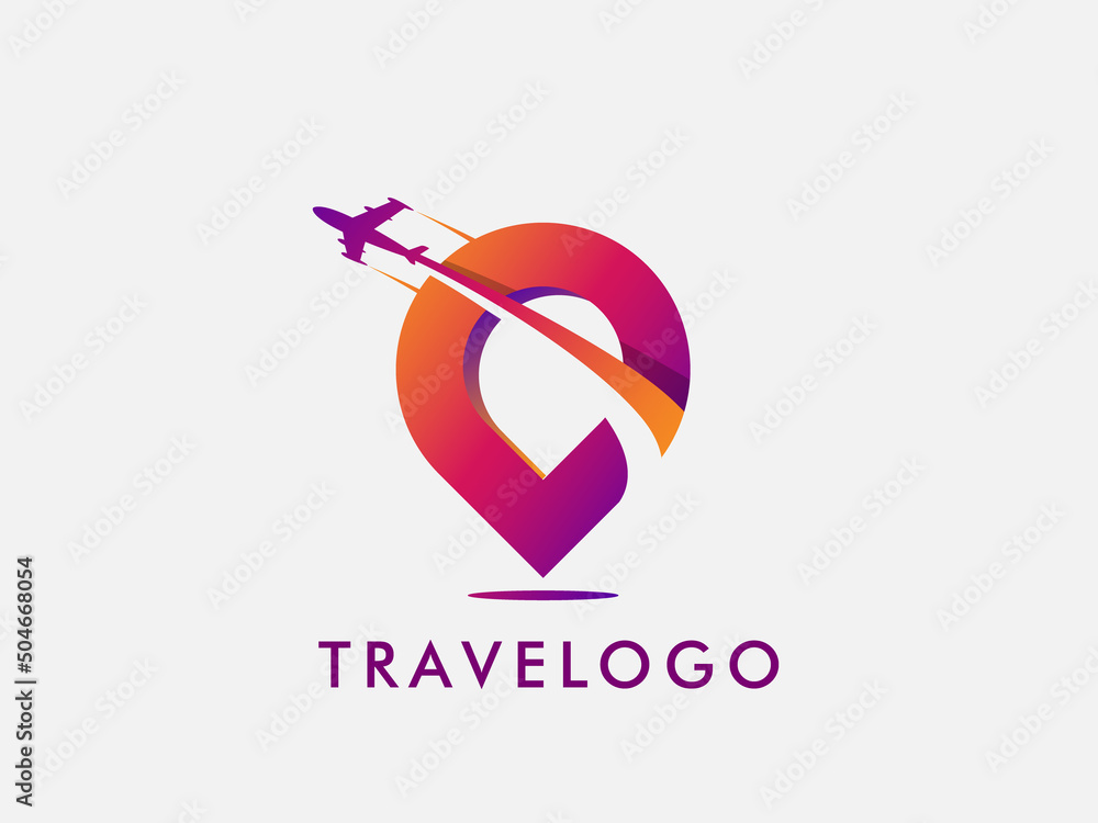 transportation and traveling agency vector logo design with Pin, logo ...