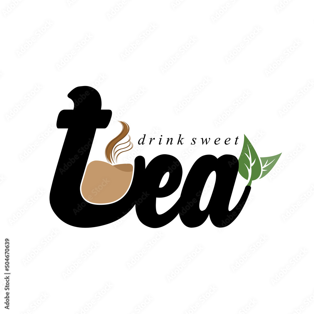 Tea logo design, vector drink icon from green leaves, for health Stock ...