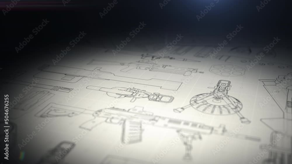 documents of the development of military firearms, the drawings are on ...