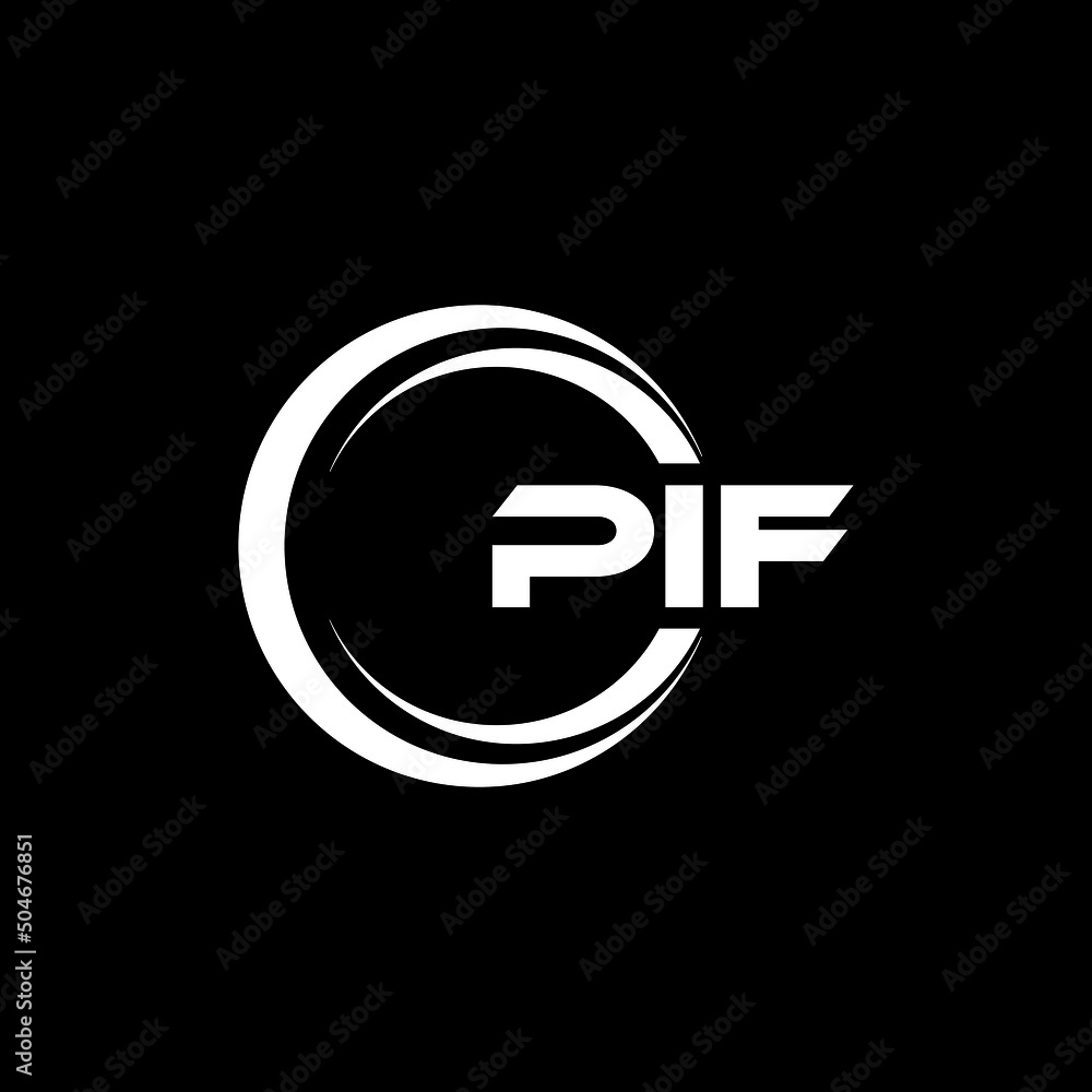 PIF letter logo design with black background in illustrator, vector ...