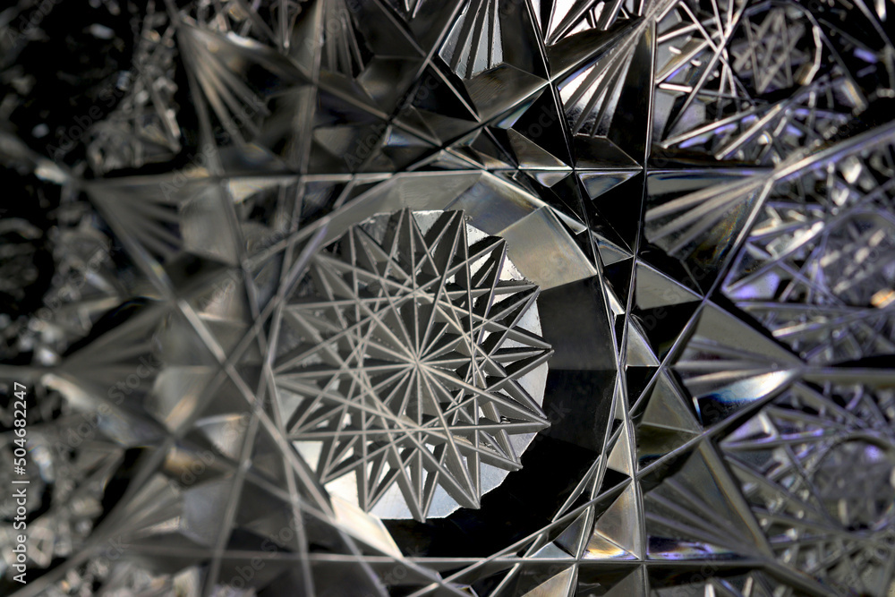 Emphasizes the metallic texture of antique cut crystal glass texture ...