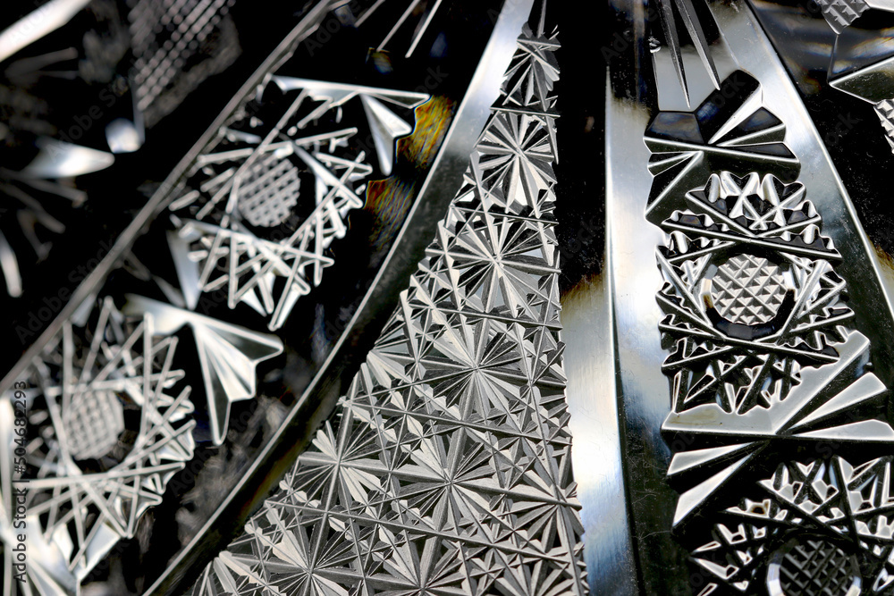 Emphasizes the metallic texture of antique cut crystal glass texture ...