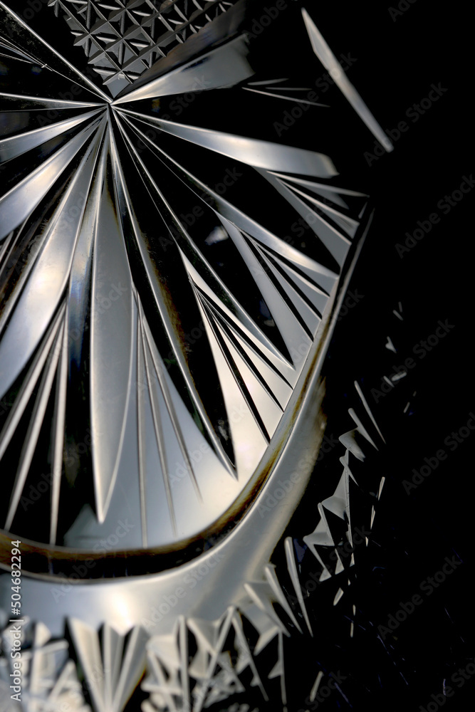 Emphasizes the metallic texture of antique cut crystal glass texture ...