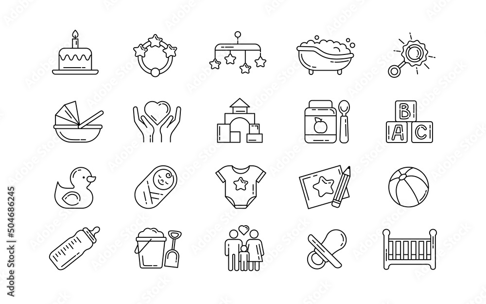 Baby line icon. Pictogram of pregnancy and newborn kids care. Infant ...