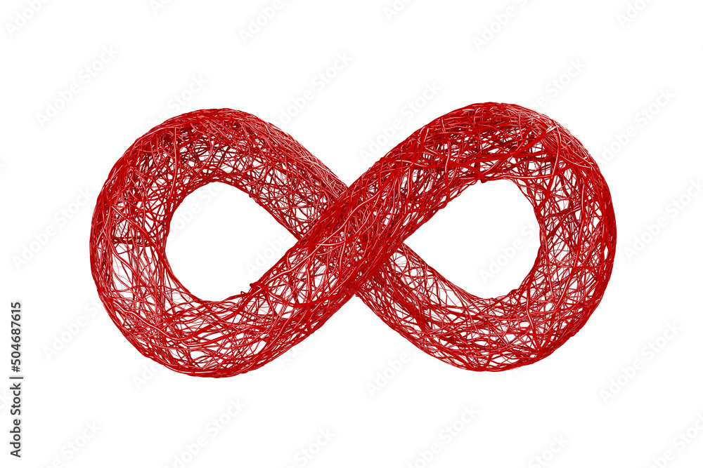 Spiral infinity blood red veins, arteries, aorta knit tangled string ...