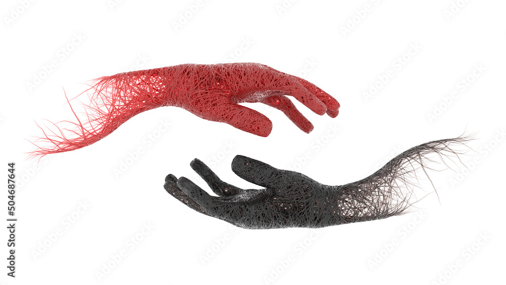 object 3d model hands red blood veins and black blood veins arteries on ...