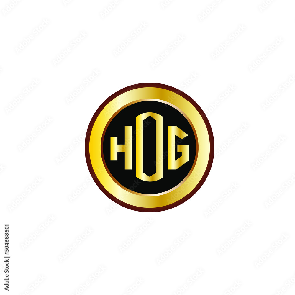 HOG letter circle logo design. HOG letter logo design with black ...