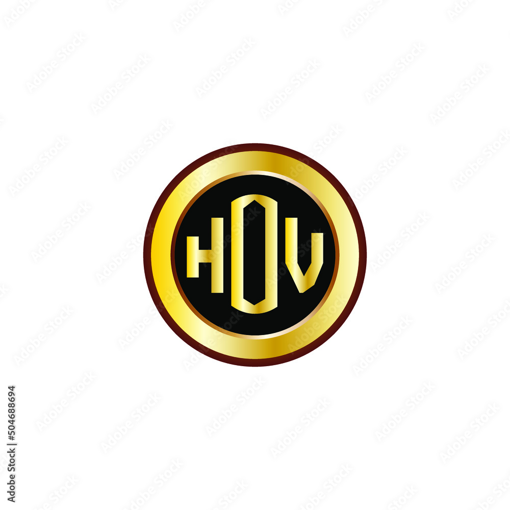 HOV letter circle logo design. HOV letter logo design with black ...