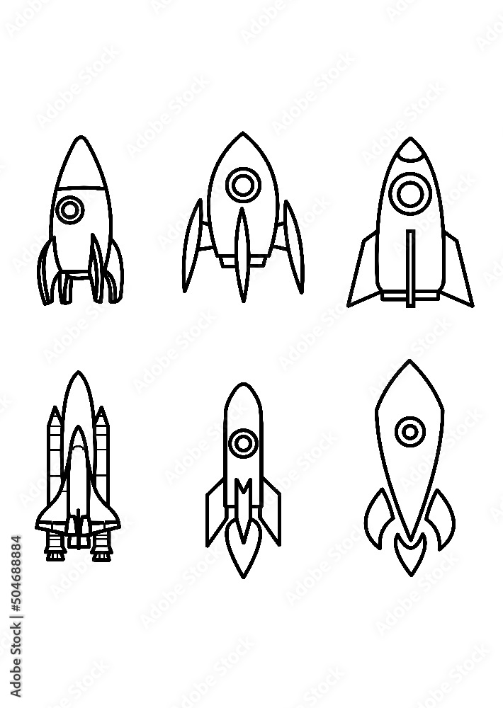 Space Rocket icons Start Up and Launch Symbol New Businesses Innovation ...