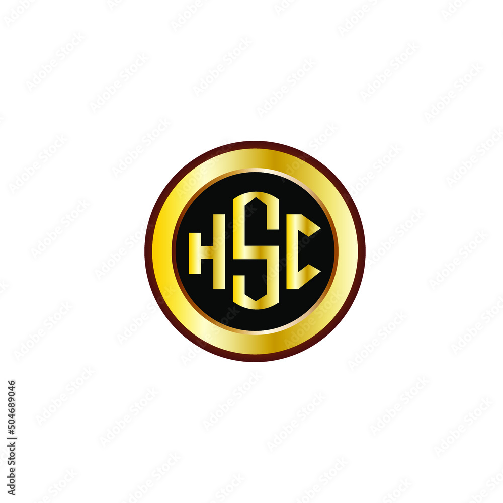 HSC letter circle logo design. HSC letter logo design with black ...