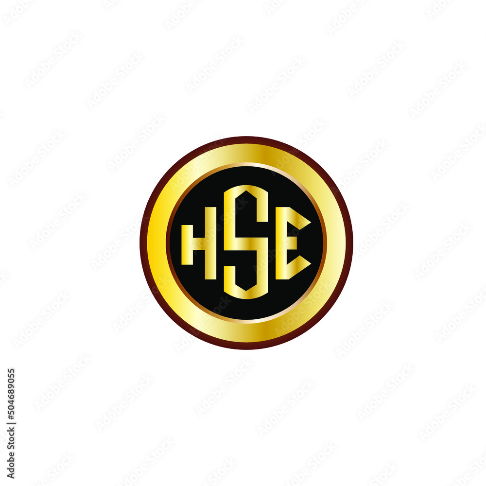 HSE letter circle logo design. HSE letter logo design with black ...