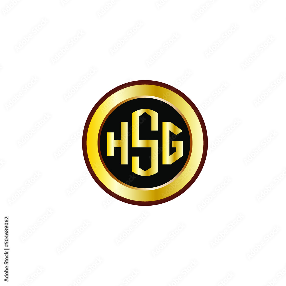 HSG letter circle logo design. HSG letter logo design with black ...