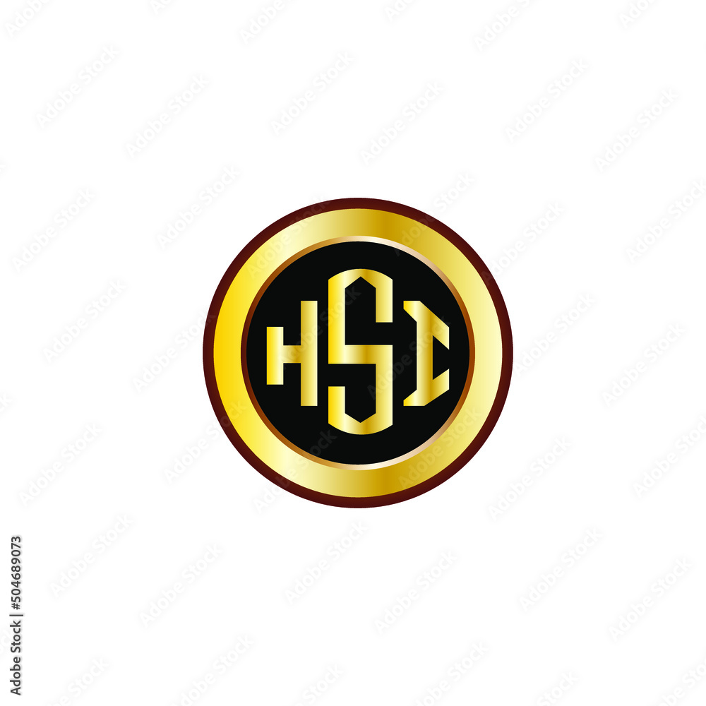 HSI letter circle logo design. HSI letter logo design with black ...