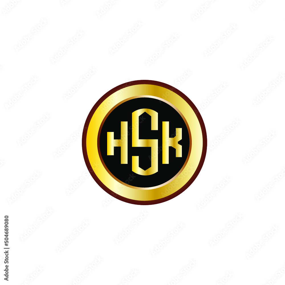 HSK letter circle logo design. HSK letter logo design with black ...