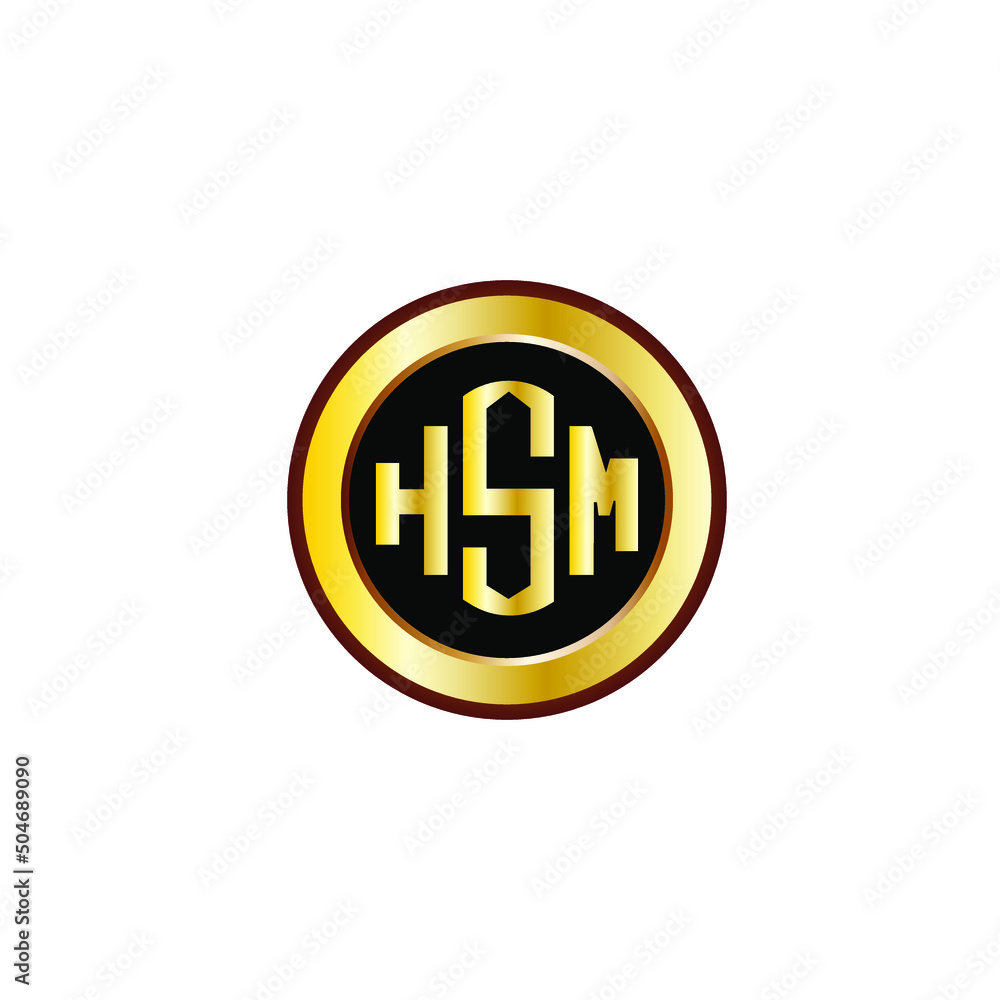 HSM letter circle logo design. HSM letter logo design with black ...