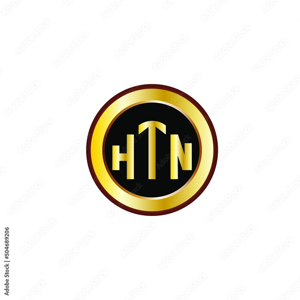 HTN letter circle logo design. HTN letter logo design with black ...