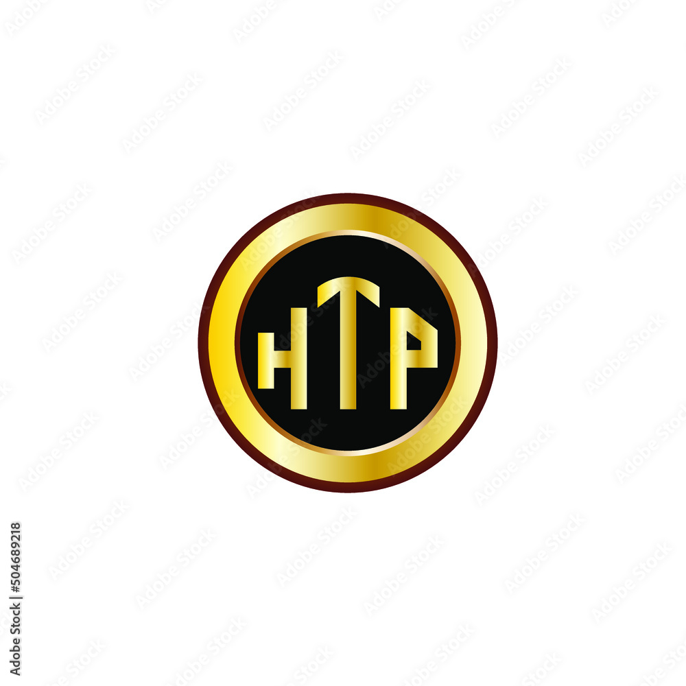 HTP letter circle logo design. HTP letter logo design with black ...